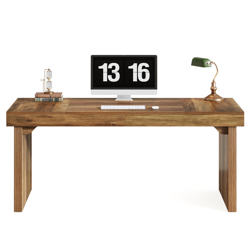 Gracie Oaks 63-Inch Wood Executive Computer Desk & Reviews | Wayfair