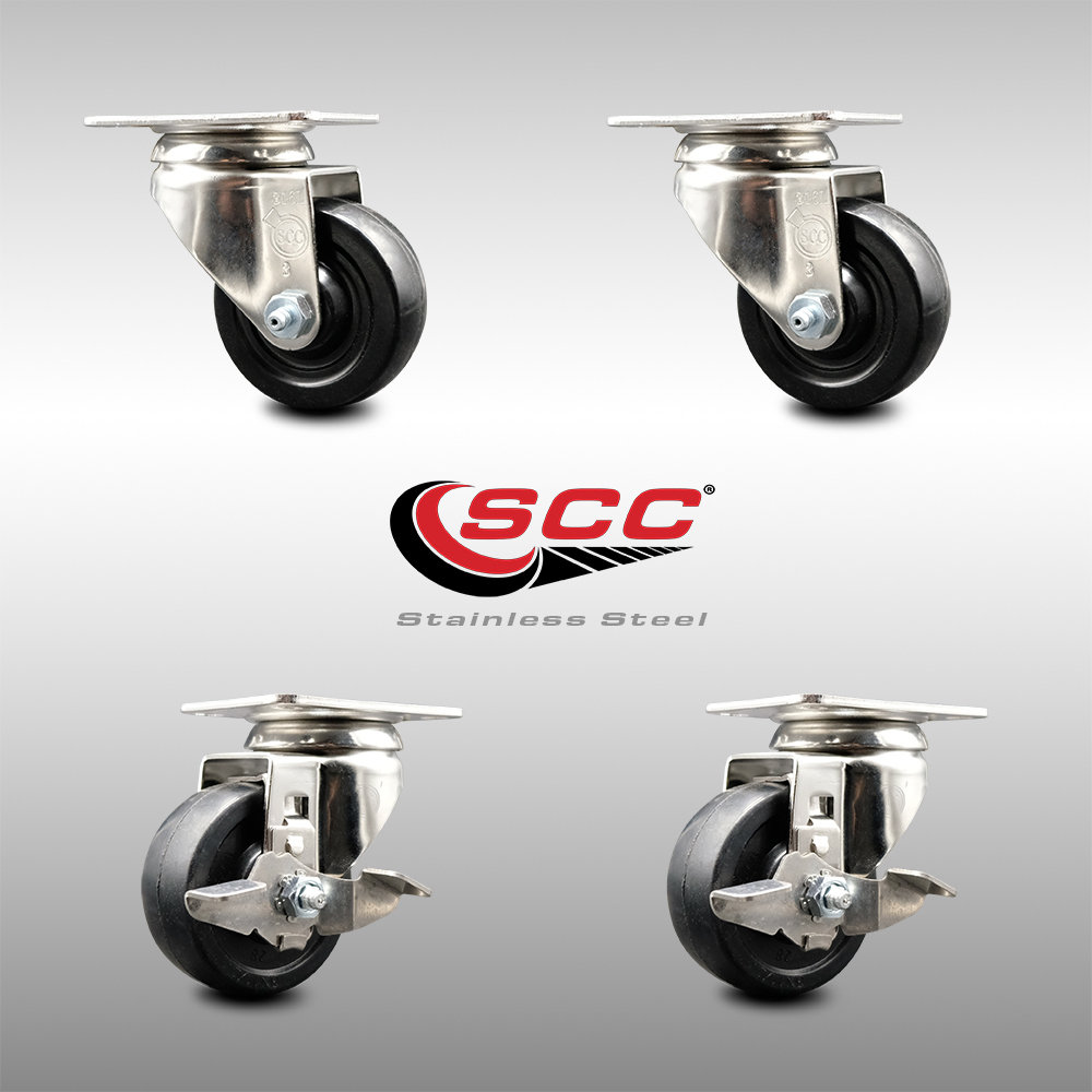 Service Caster 4 Piece Hard Rubber Caster Set | Wayfair