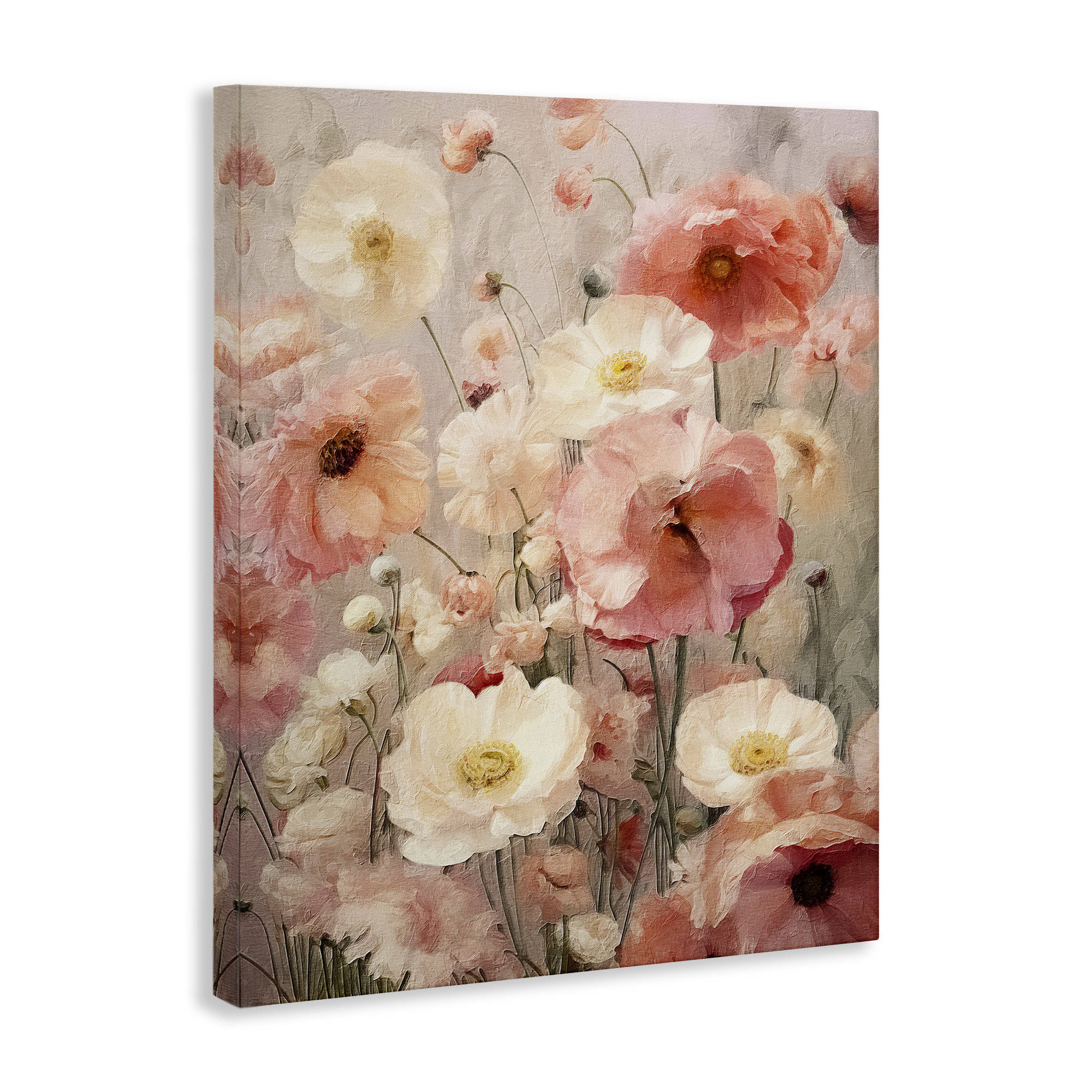 Winston Porter Blush Floral Pattern Canvas Wall Art by RileyB | Wayfair