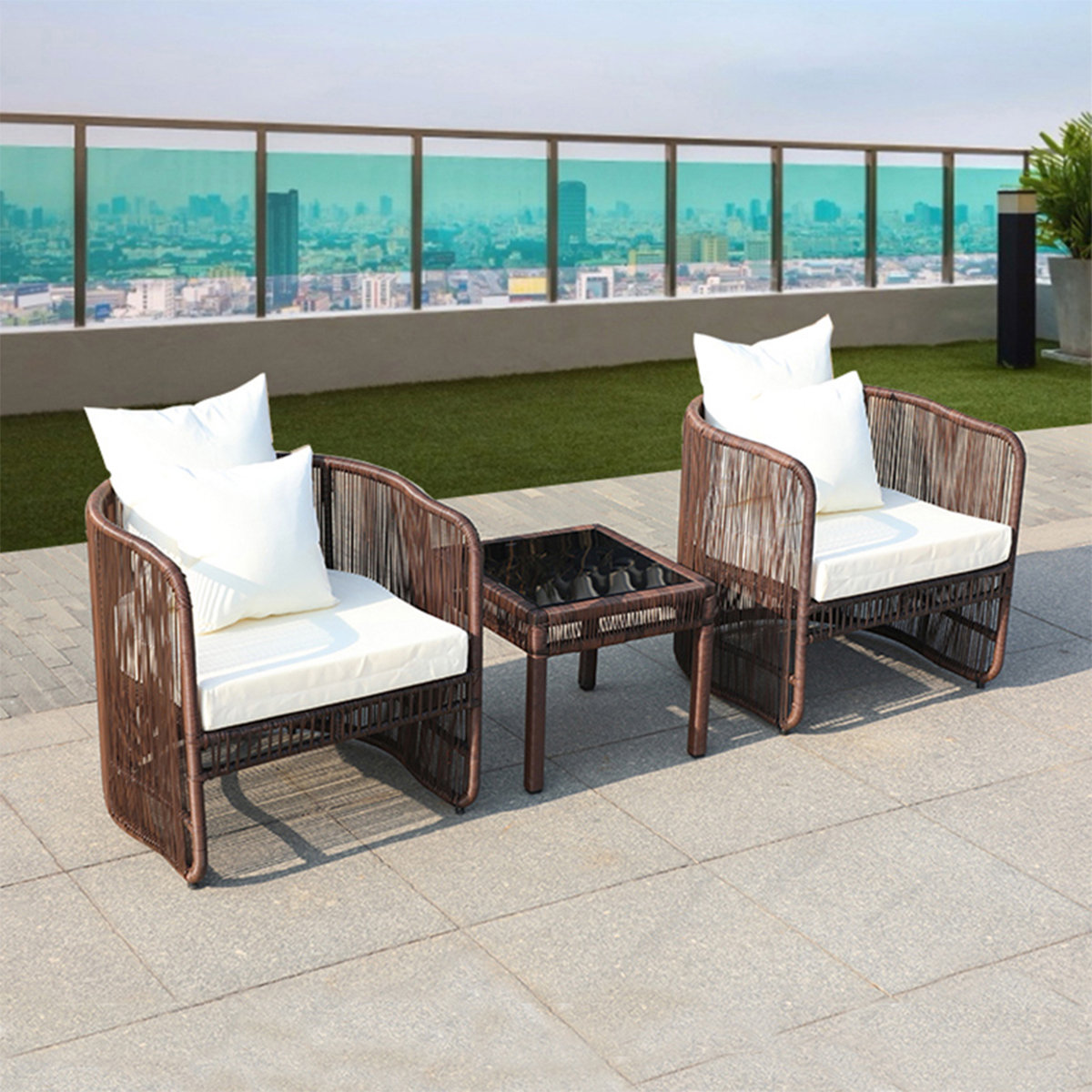 Bayou Breeze Cahan PE rattan outdoor sofa for lazy people to relax ...