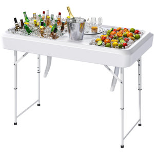 Balconera 41"W Portable Two-Tier Ice Table Folding Ice Cooler Table ...