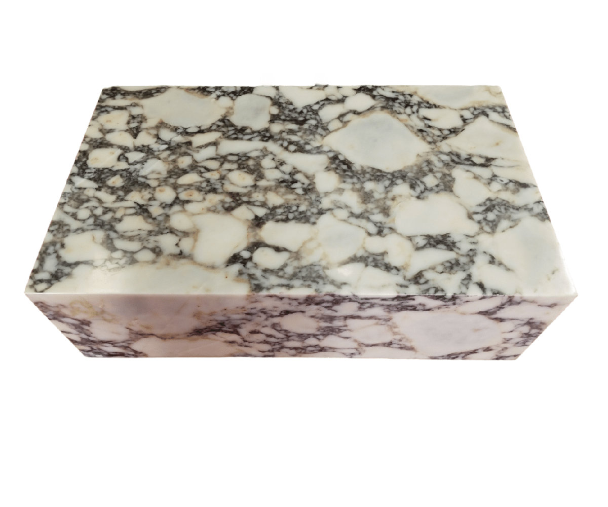 BETACH Genuine Marble Block Coffee Table, Matte - Calacatta Viola ...
