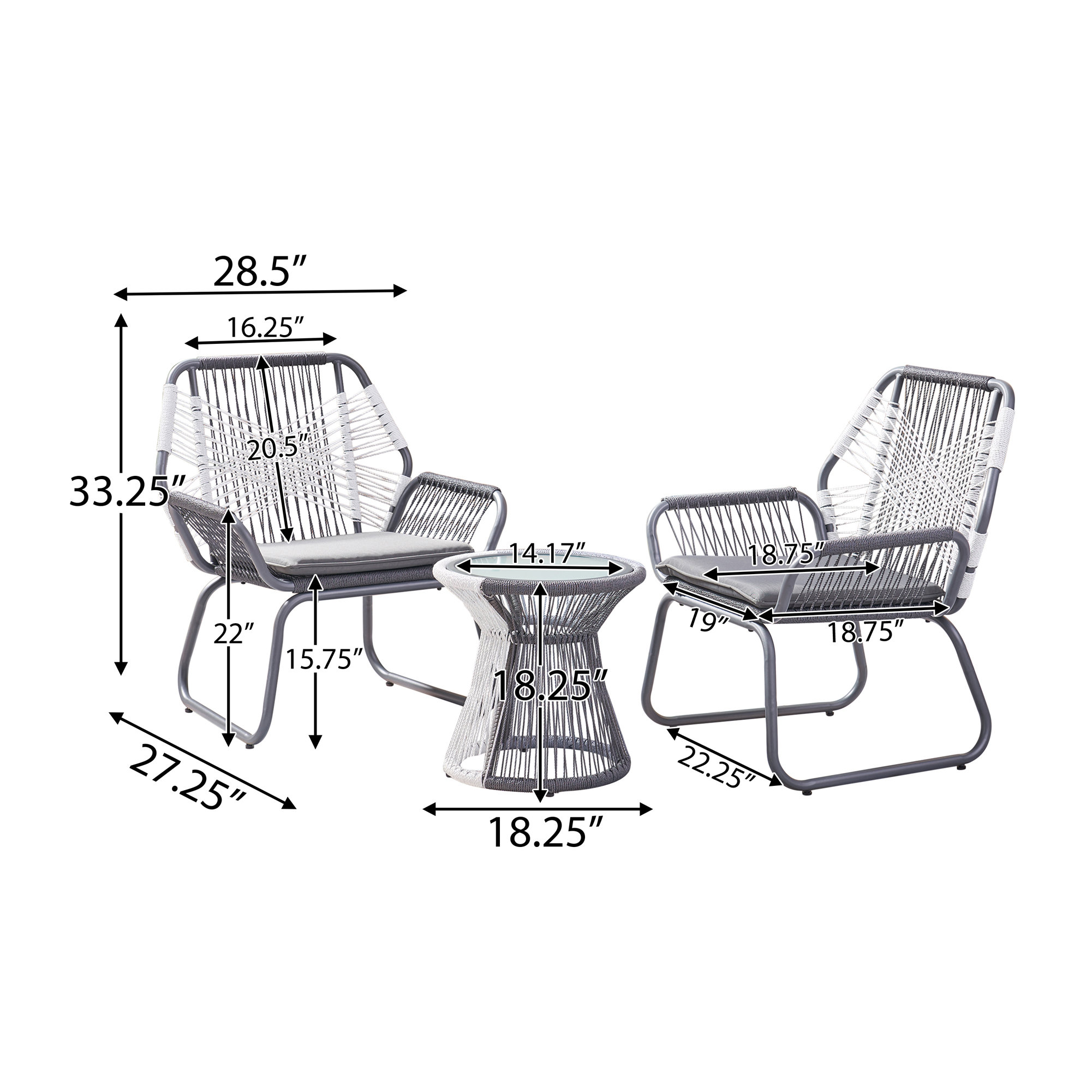 17 Stories 3PC CHAT SET | Wayfair