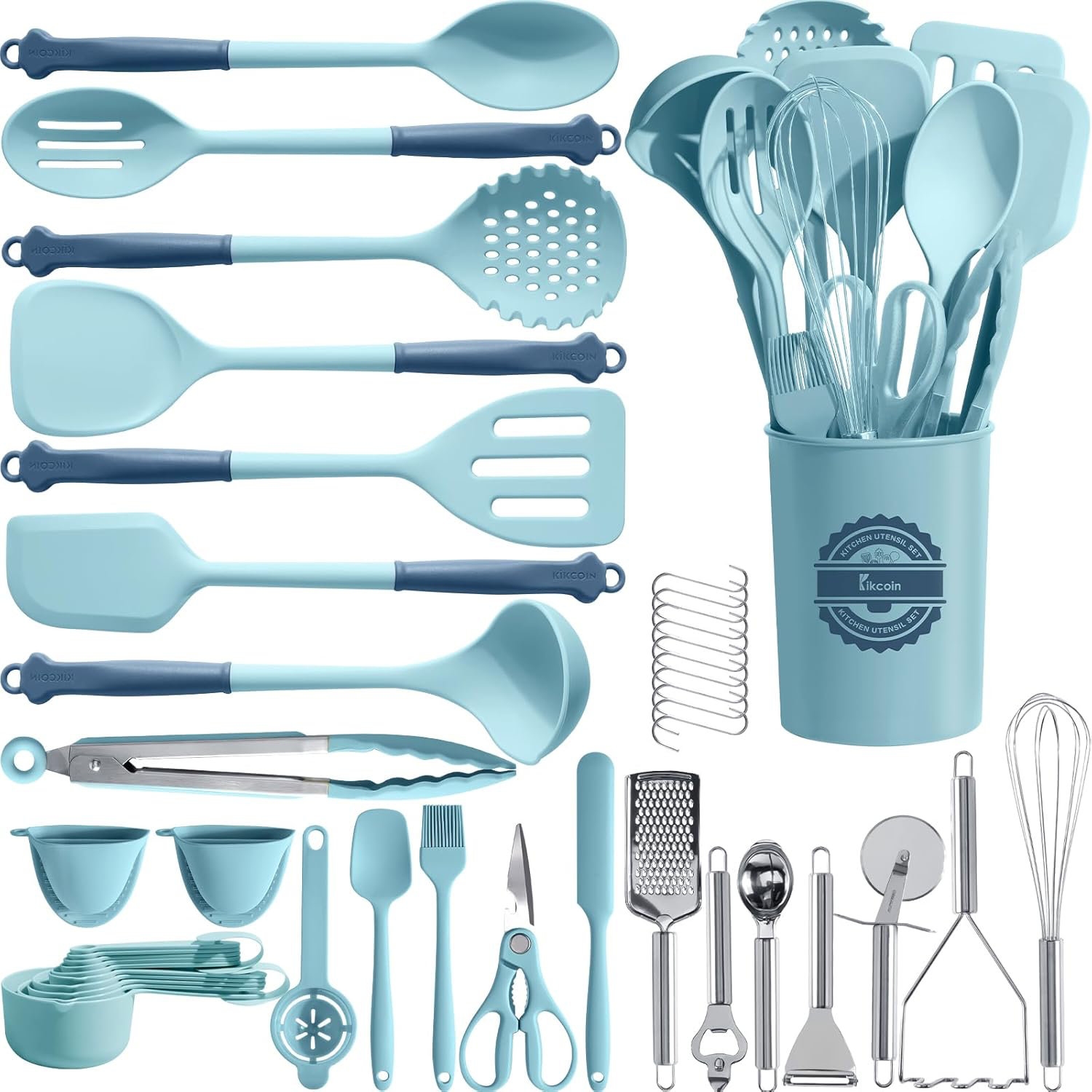 OLAHIT 43Pcs Large Kitchen Utensils Set Silicone Cooking Utensils Set ...