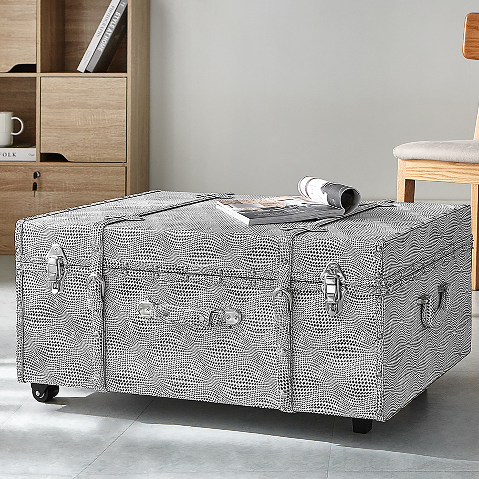 DormCo Texture Brand Designer Trunk with Wheels - Ripple Pattern ...