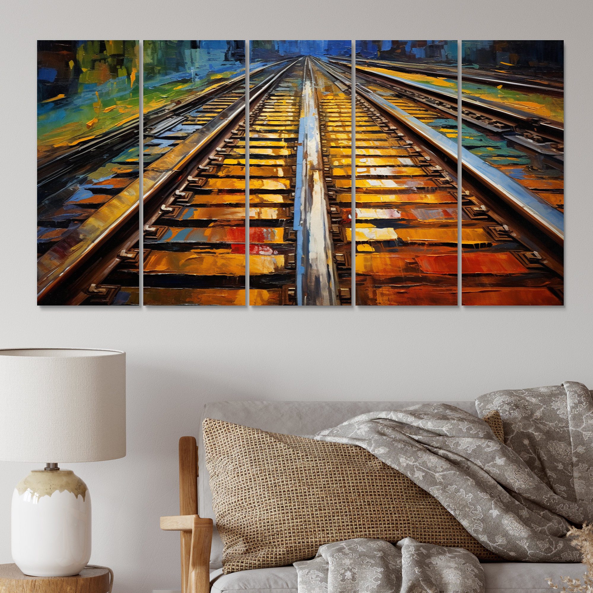 Winston Porter " Orange Train Rails Track " 5 - Pieces | Wayfair