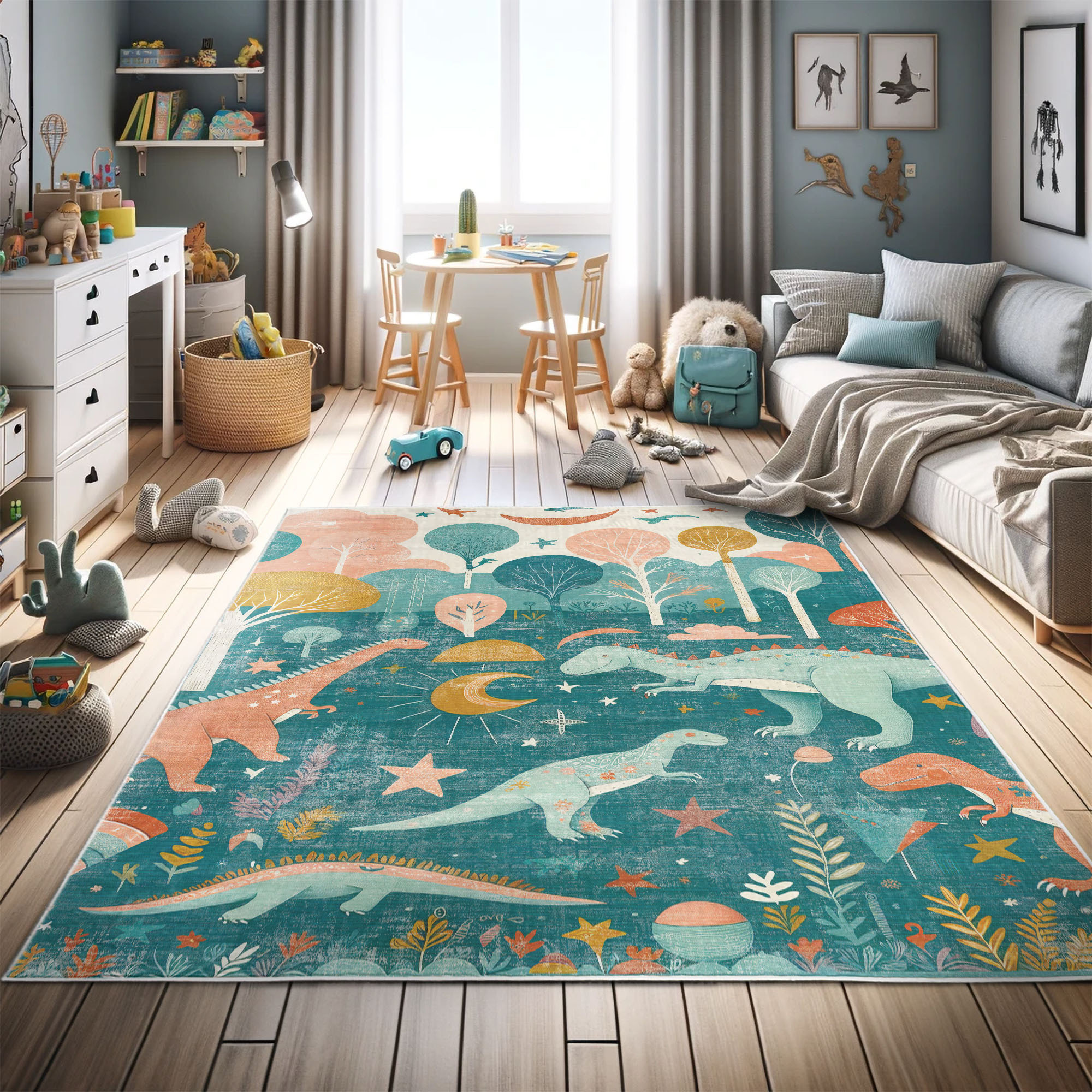 Ambesonne Dinosaur High Density Long Fiber Poly Threads Decorative Area ...