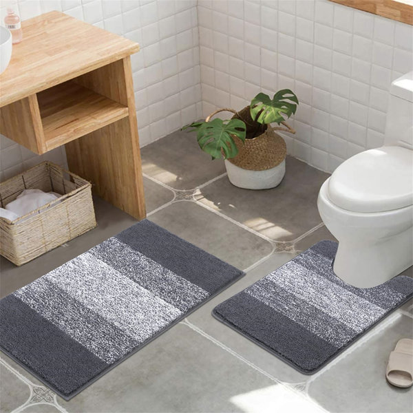 Ebern Designs Soft Bathroom Mat Sets 2 Piece Water Absorbent Bath Mats ...