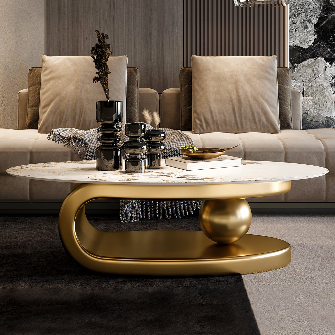 Mercer41 Liliane 51.18'' Pandora Contemporary Oval Coffee Table With ...