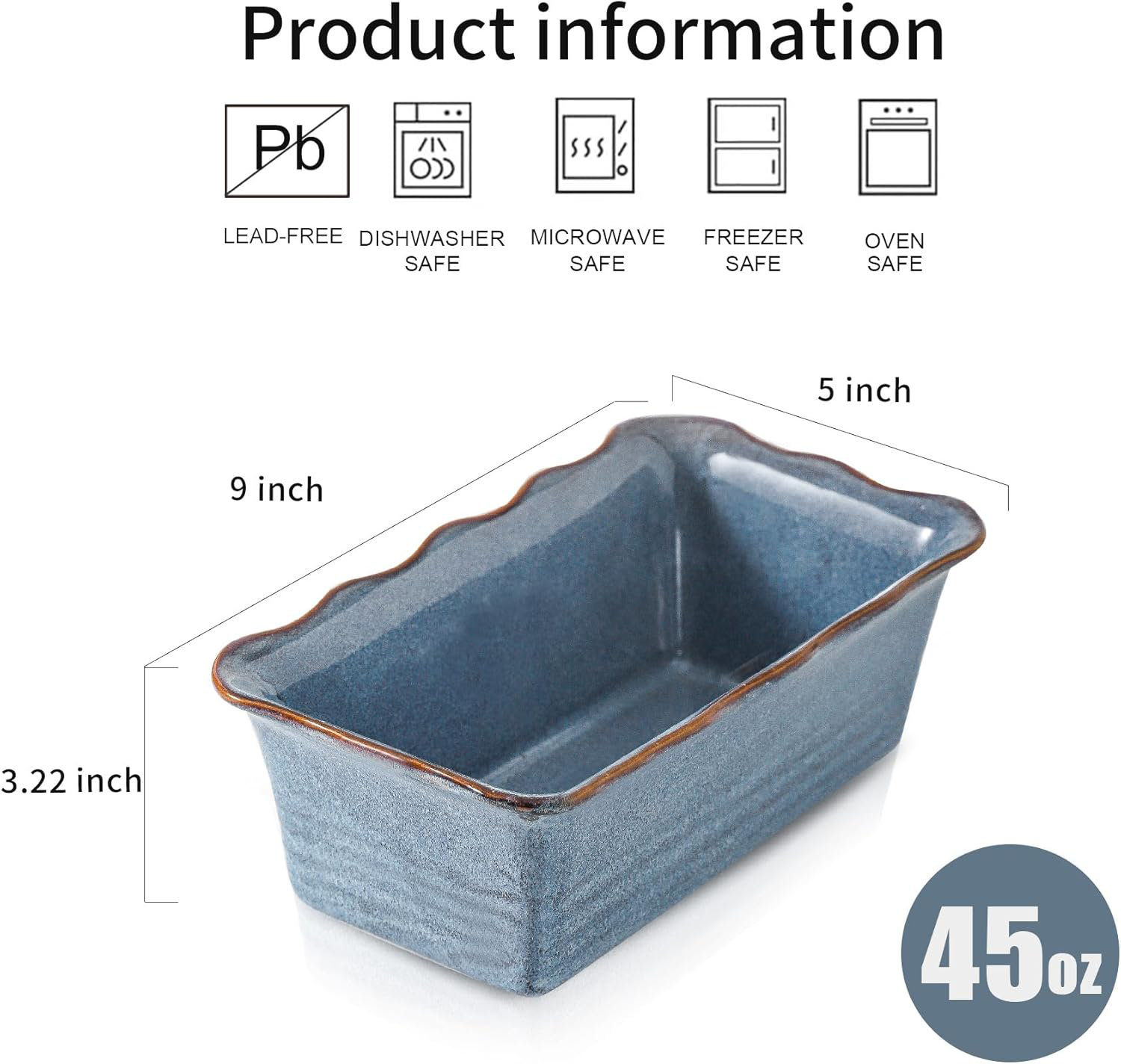 Belleze Pan For Baking Bread, Rectangular Baking Bread Loaf Pan, 9 X 5 ...