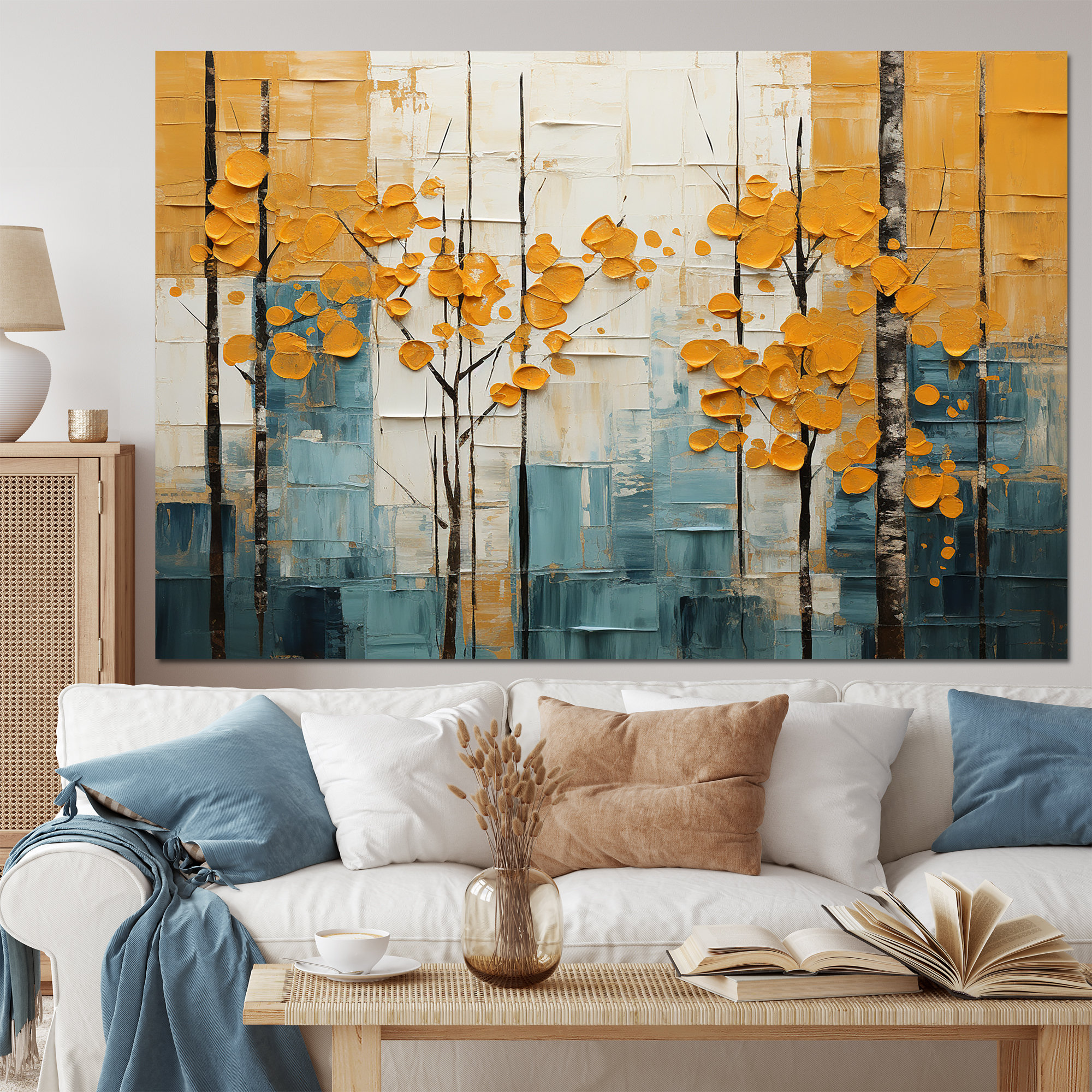 Lark Manor Bold Yellow And Grey Forest III - Forest Wall Decor | Wayfair