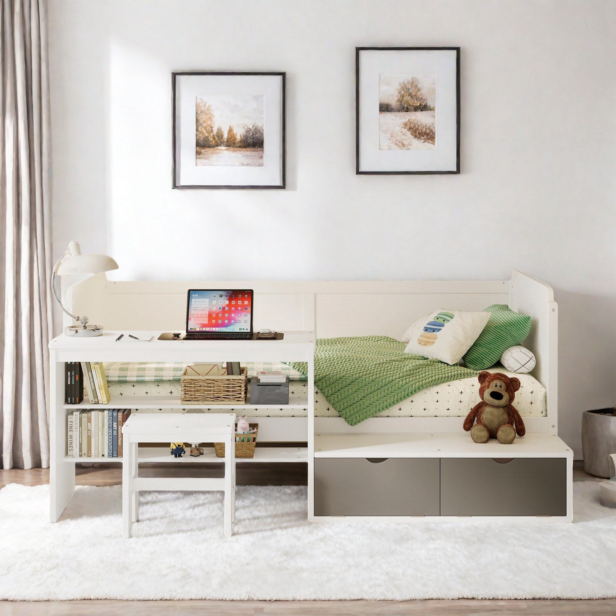 Latitude Run® Archlebov Wooden Daybed With Storage Shelves, Lockers ...