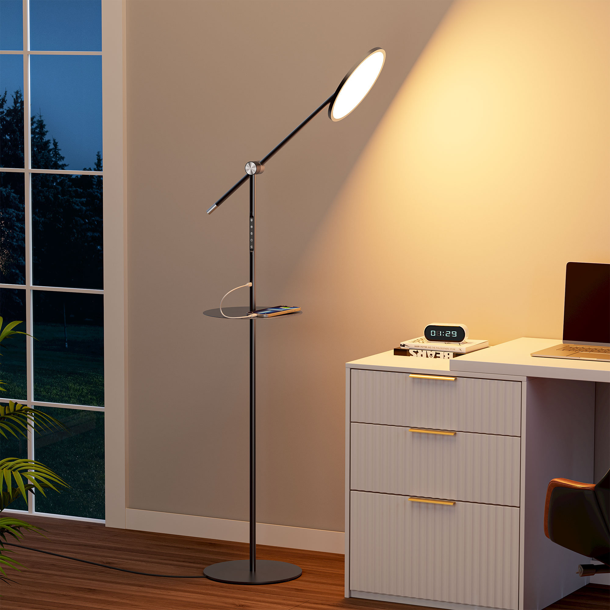 Wrought Studio Dimmable Led Floor Lamp With Tray Table And Remote ...