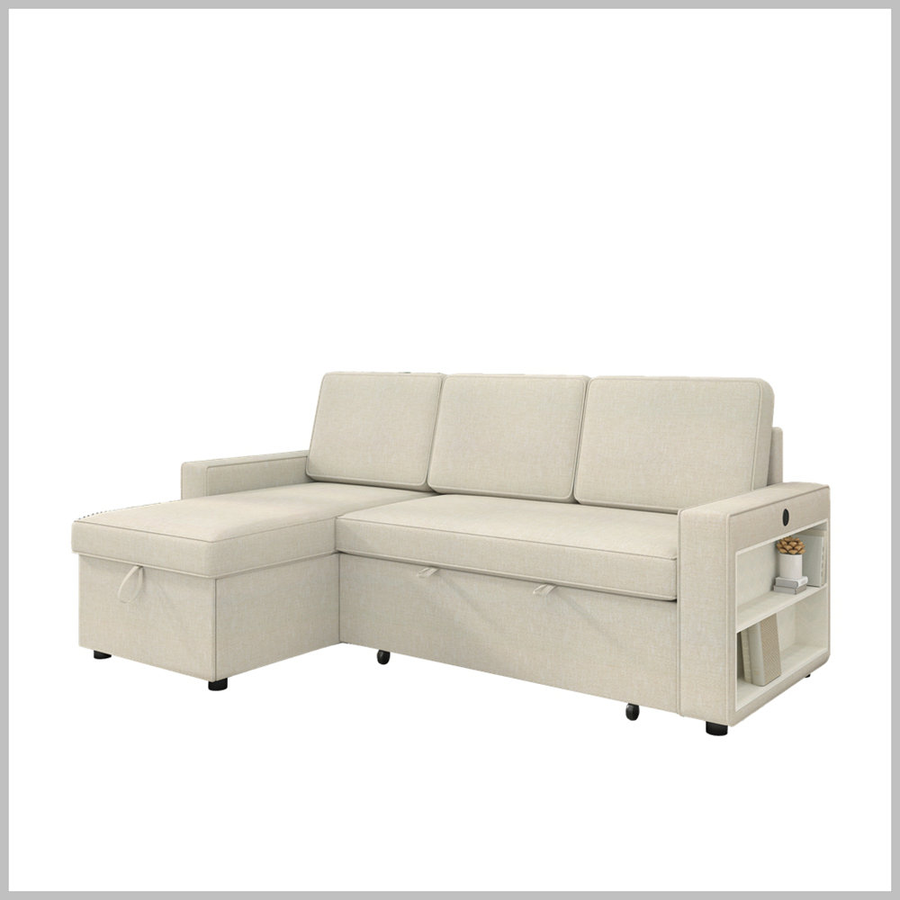 Latitude Run® Modern L-Shaped Couch Convertible Sofa Bed with Storage ...