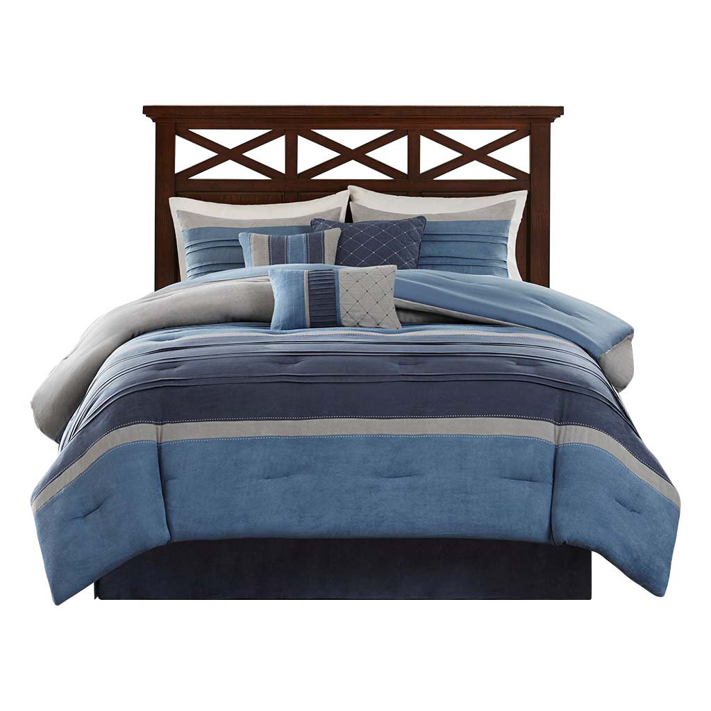 Gracie Mills Conley 7 Piece Suede Pieced Comforter Set | Wayfair