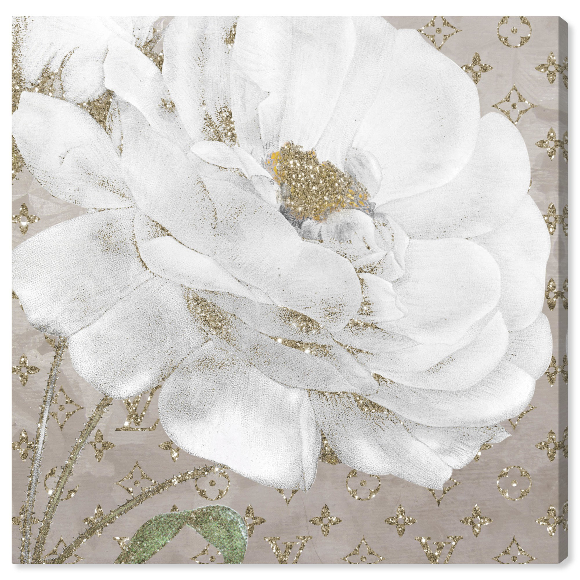 Everly Quinn Ivory Flower Shine II Taupe Canvas Elegant White Art by ...
