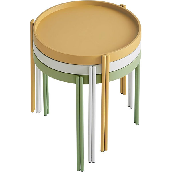 Xdeco Nesting Plastic Coffee Table with Metal Legs, Stackable Coffee ...