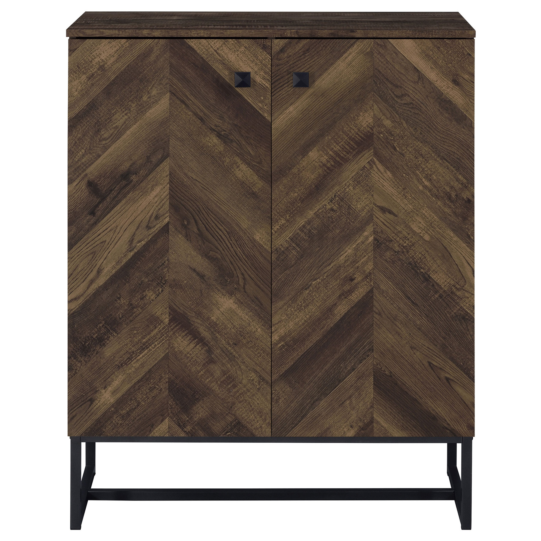17 Stories Sager Rustic Oak and Gunmetal 4-Shelf Accent Cabinet | Wayfair