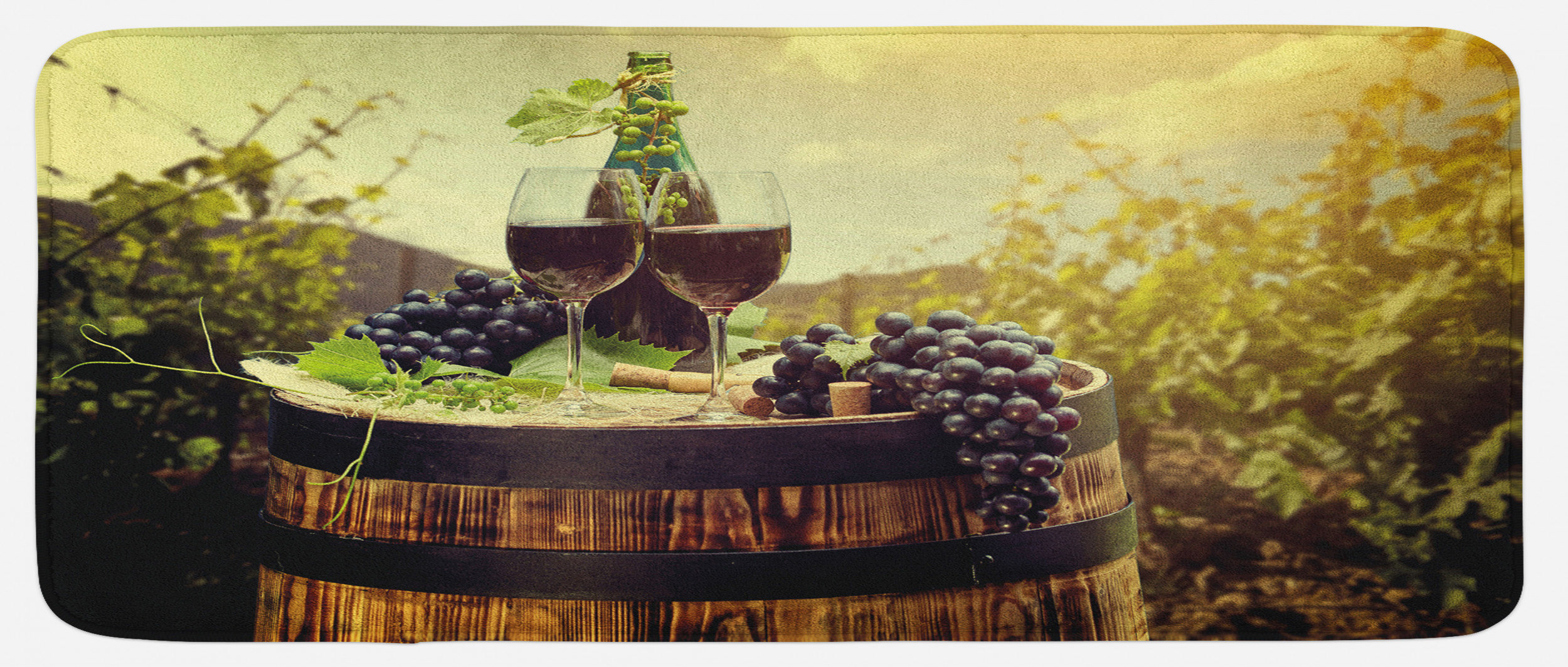 East Urban Home Scenic Tuscany Landscape With Cask Couple Of Glasses ...