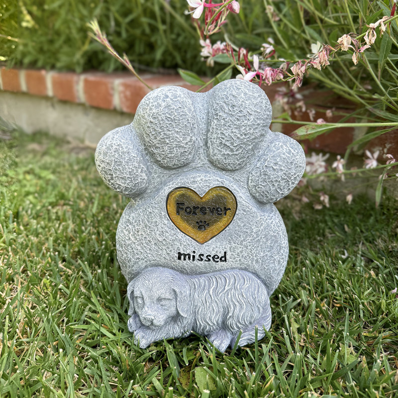 Exhart Solar Dog Paw Print Memorial Garden Stone Marker, 7.5 X 4.5 X 8 ...