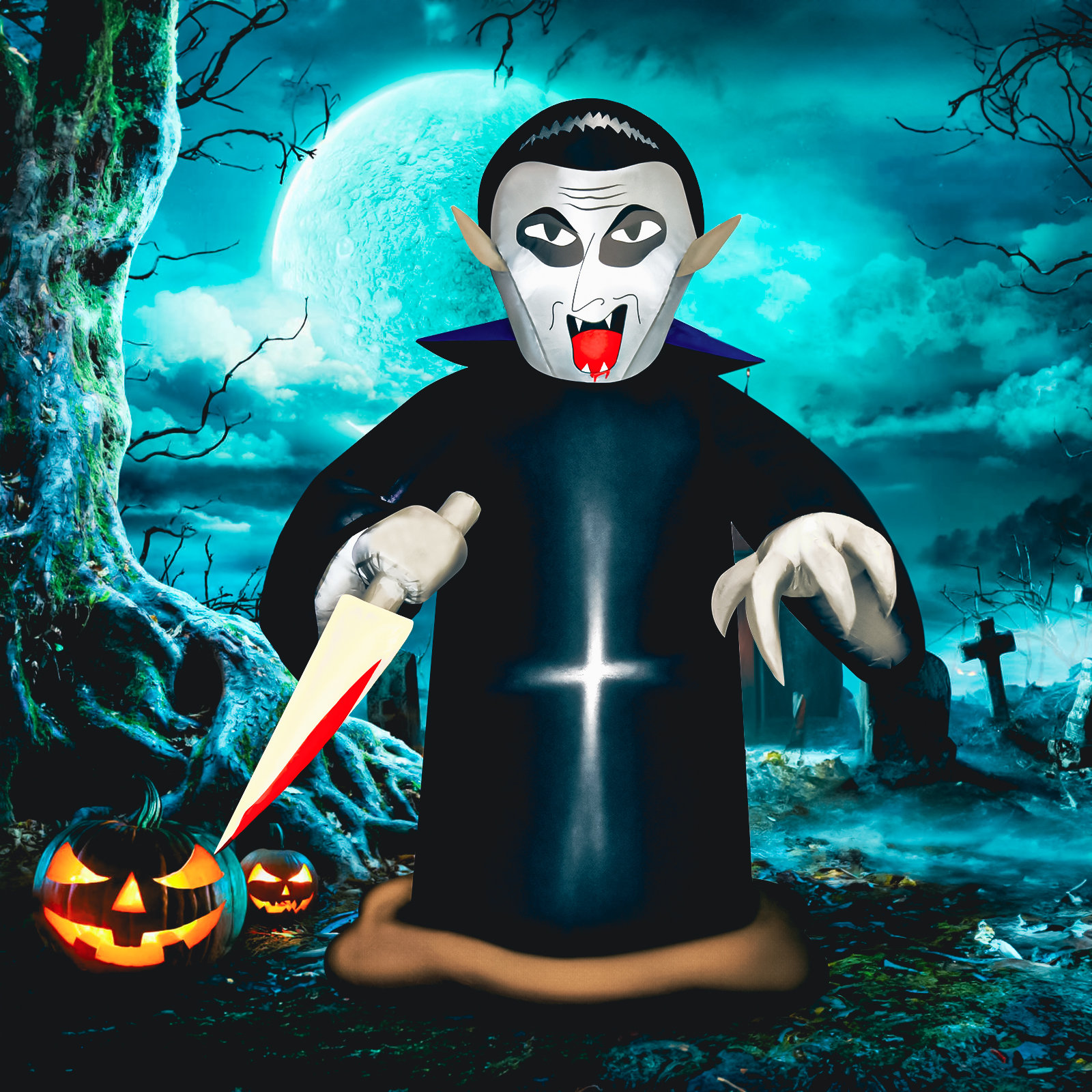 The Holiday Aisle® 5ft Inflatable Murderous Vampire With Led Lights ...