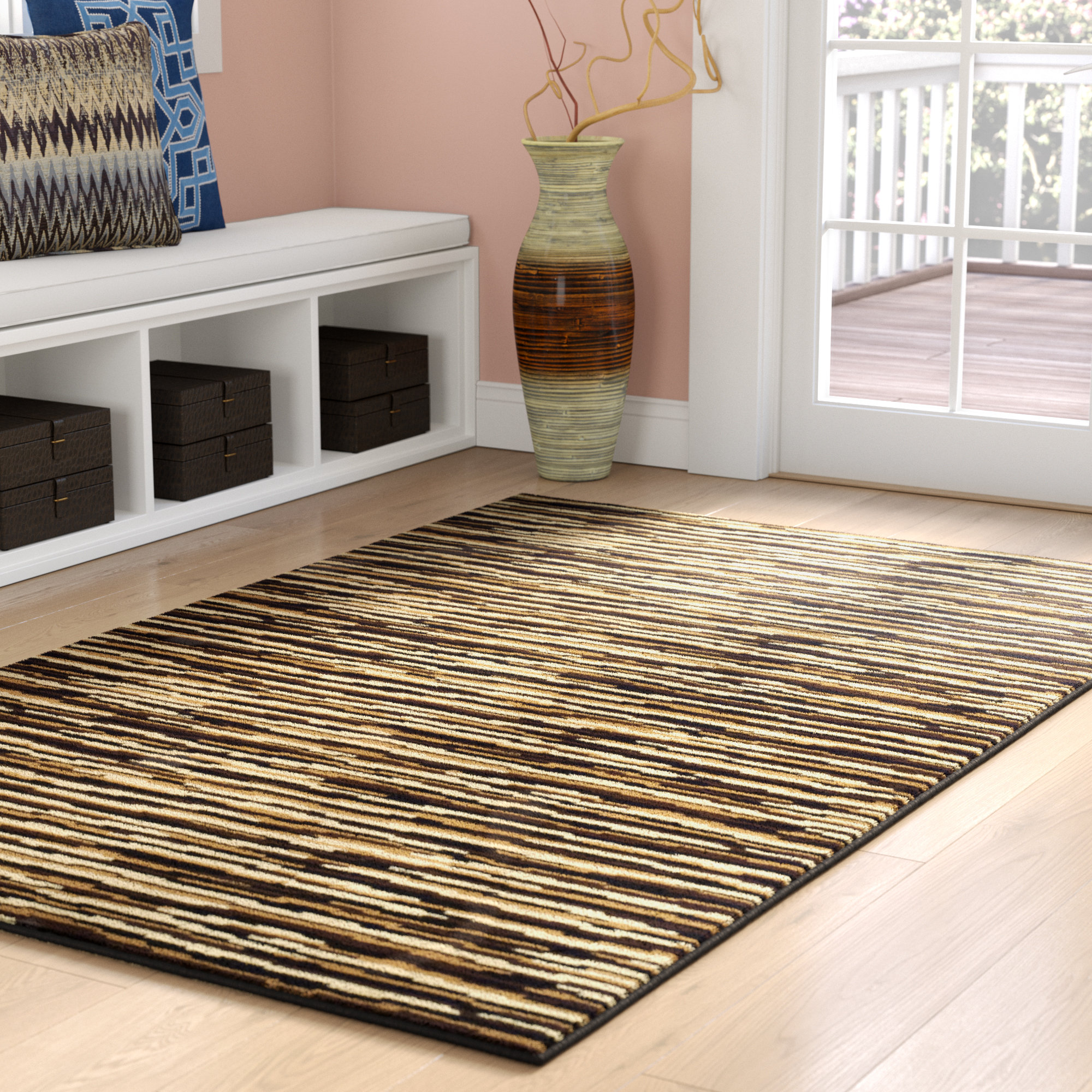 Latitude Run® Josann Striped Brown Area Rug & Reviews | Wayfair
