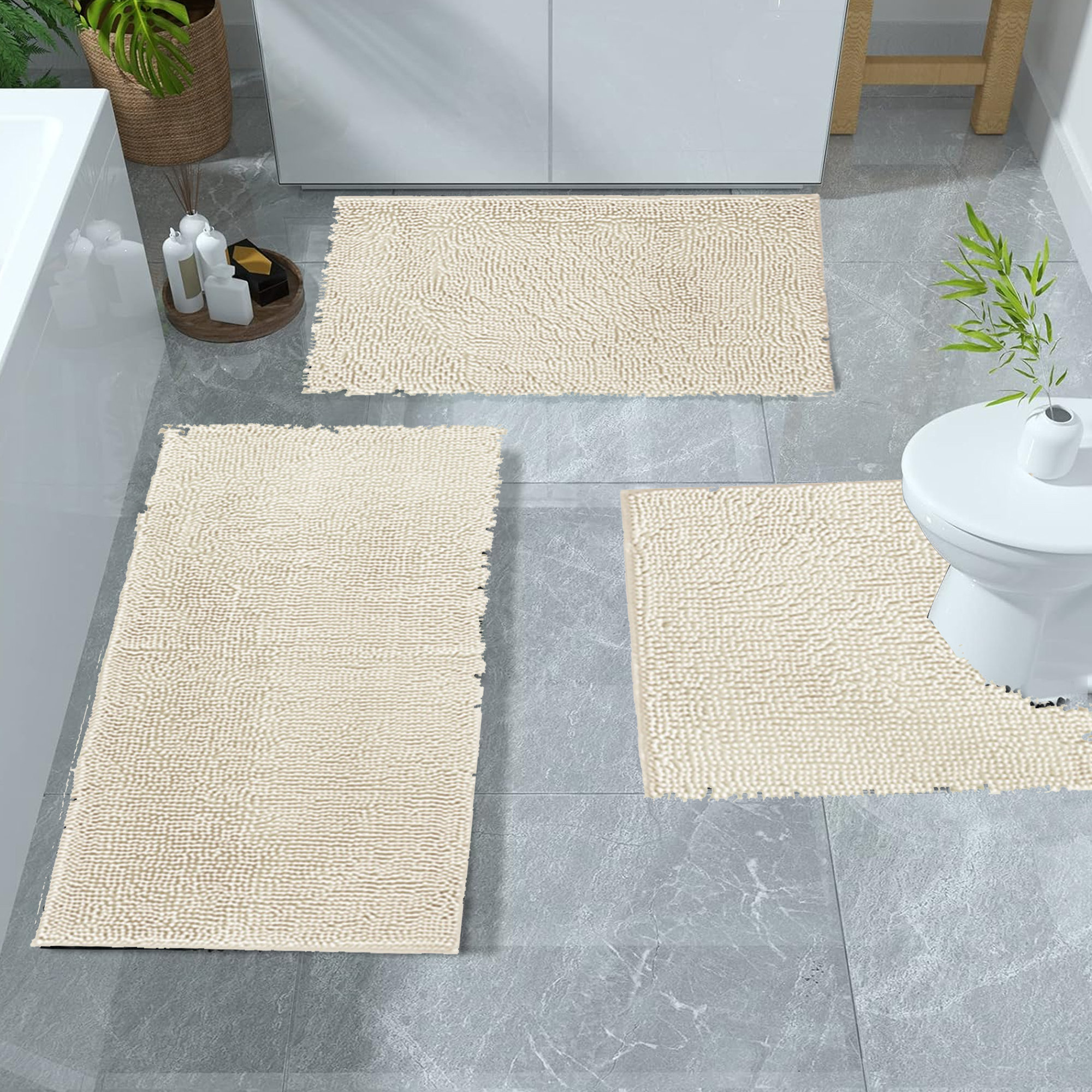 Eider & Ivory™ Lleyton 3PCs Chenille Plush Bathroom Rug Set & Reviews ...