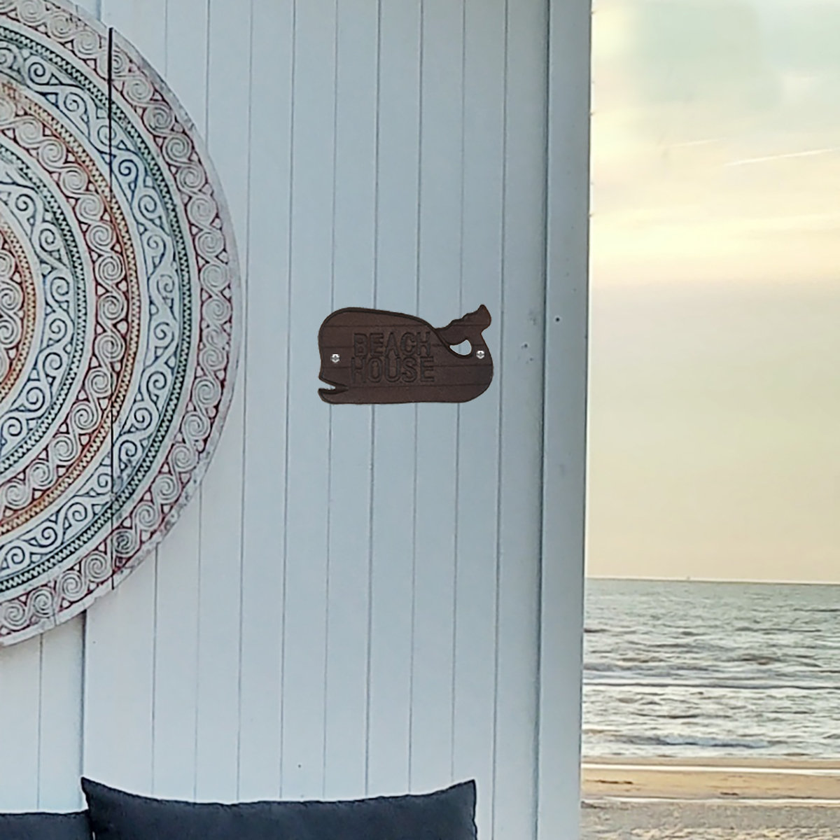 Breakwater Bay Nautical Beach House Whale Door Sign Cast Iron Coastal ...