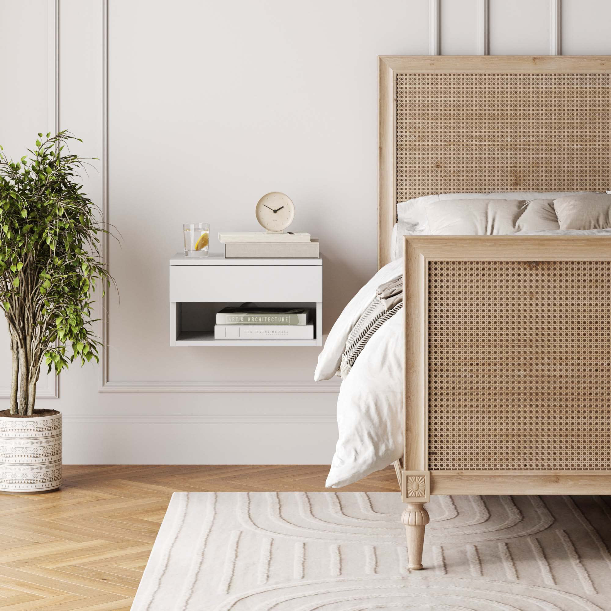 Nathan James Modern Floating Bedroom Nightstand with Storage Drawer and ...