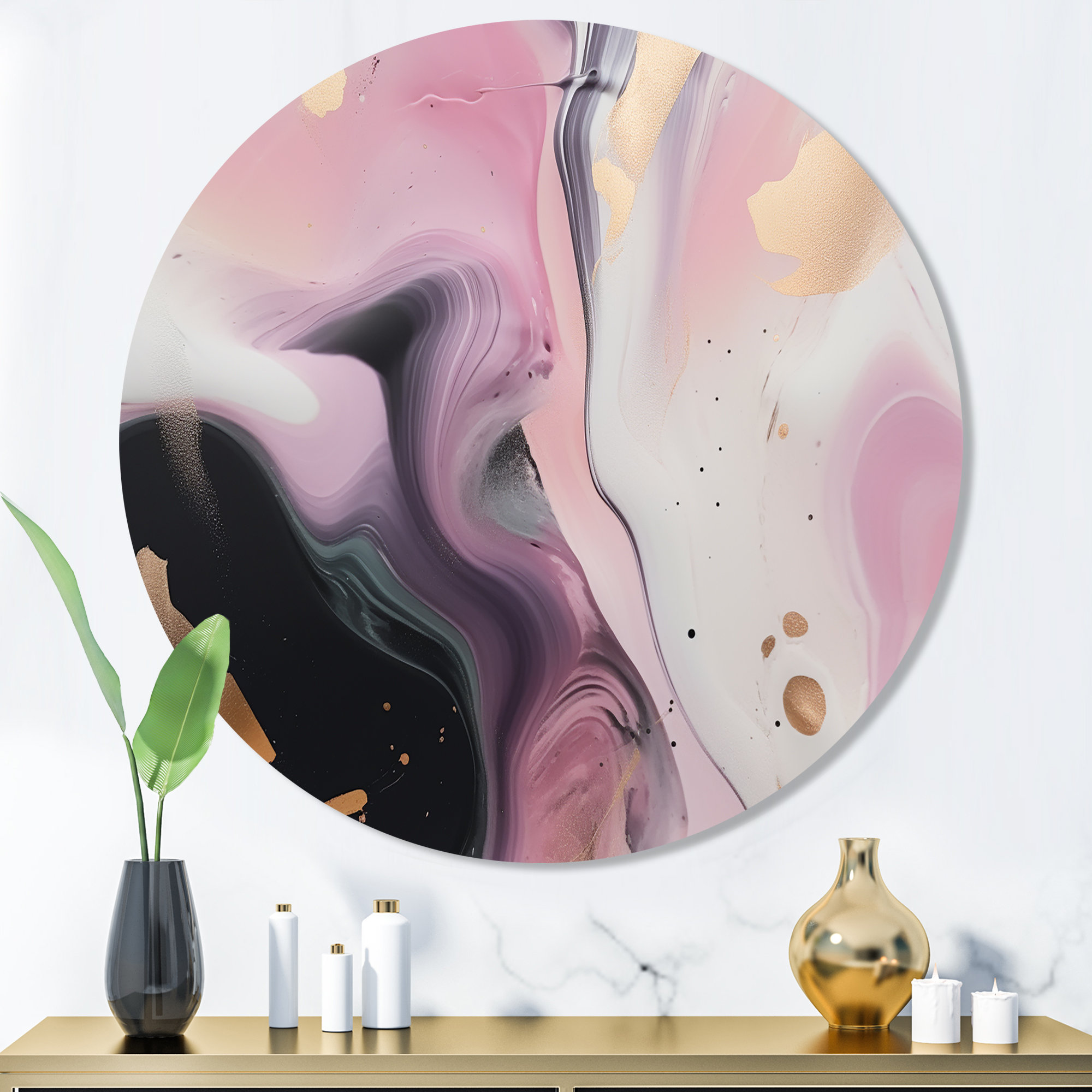 Mercer41 Dredyn Pink And Black Mysterious Marble II - Abstract Marble ...