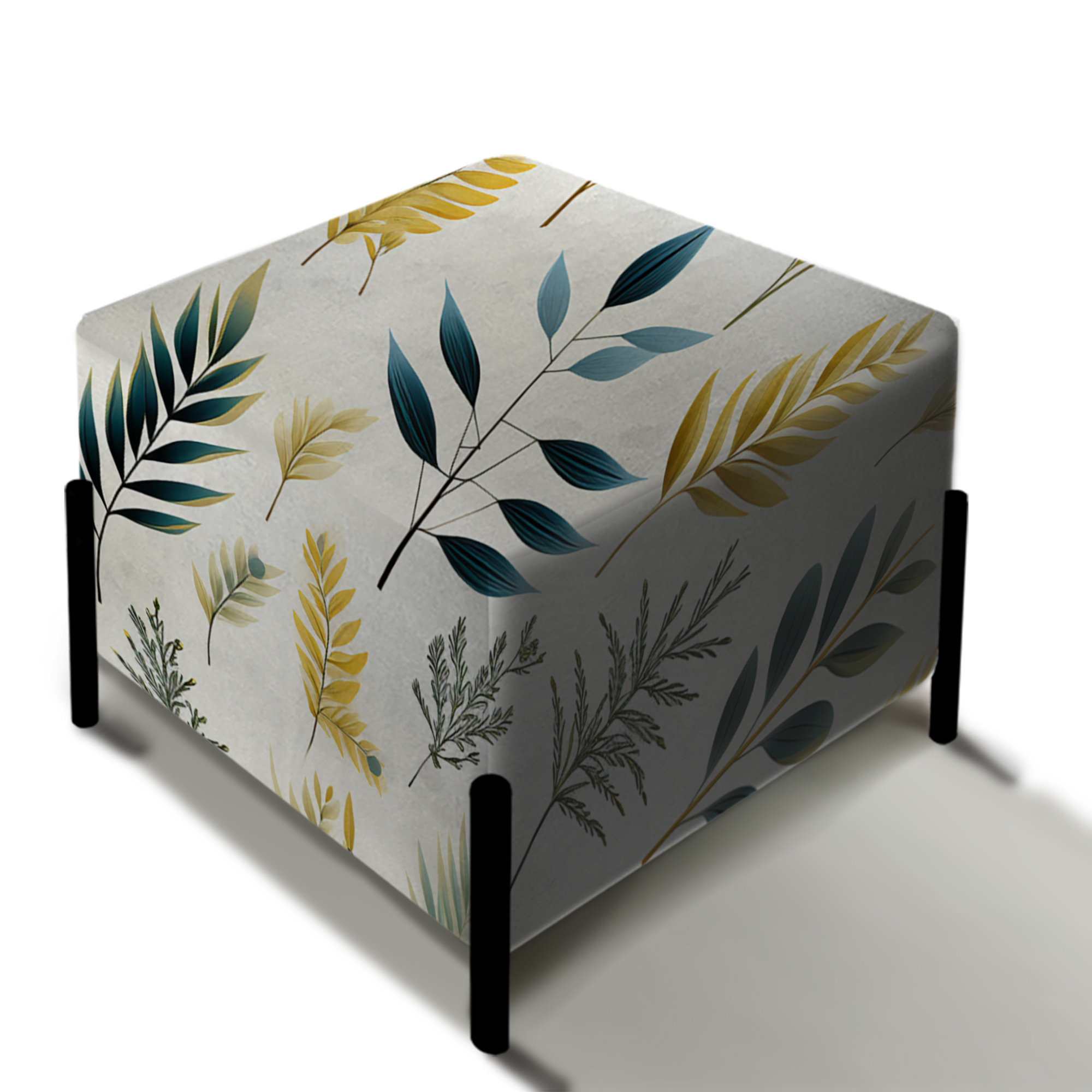 Design Art Tranquil Ferns Ii - Plants Square Ottoman | Wayfair