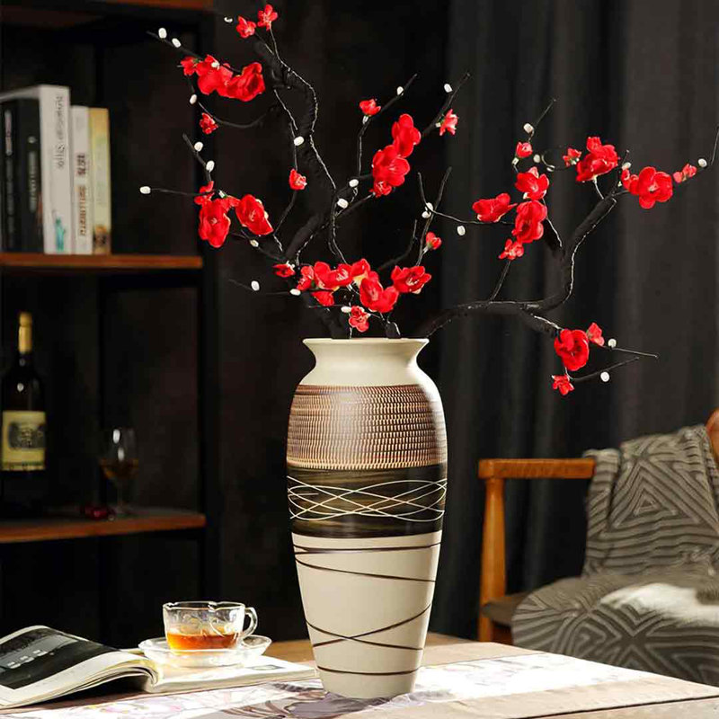 Bungalow Rose Ceramic Rustic Farmhouse Vase,Large Vintage Flower Vase ...