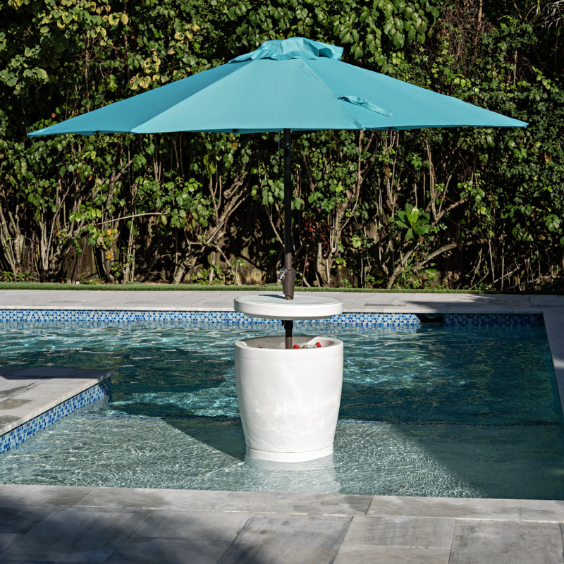Step2 White Vero Plastic In-Pool Side Table and Umbrella Table Stand ...