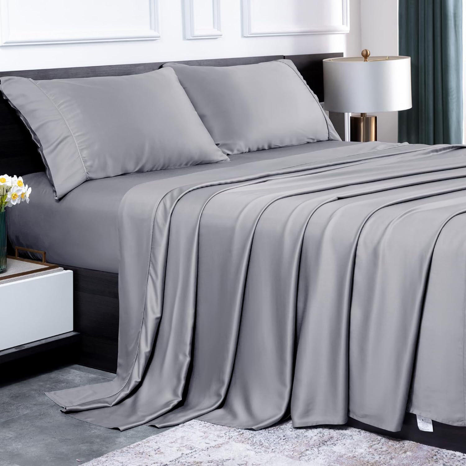 Lidoloka 100% Rayon from Bamboo Sheet Set, Cooling Silky Soft Bed ...