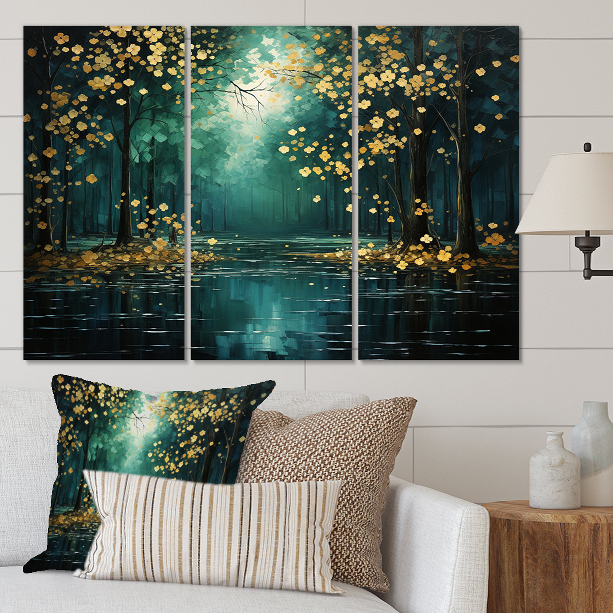 Winston Porter Bold Forest Emerald Canopy III On Canvas 3 Pieces Print ...