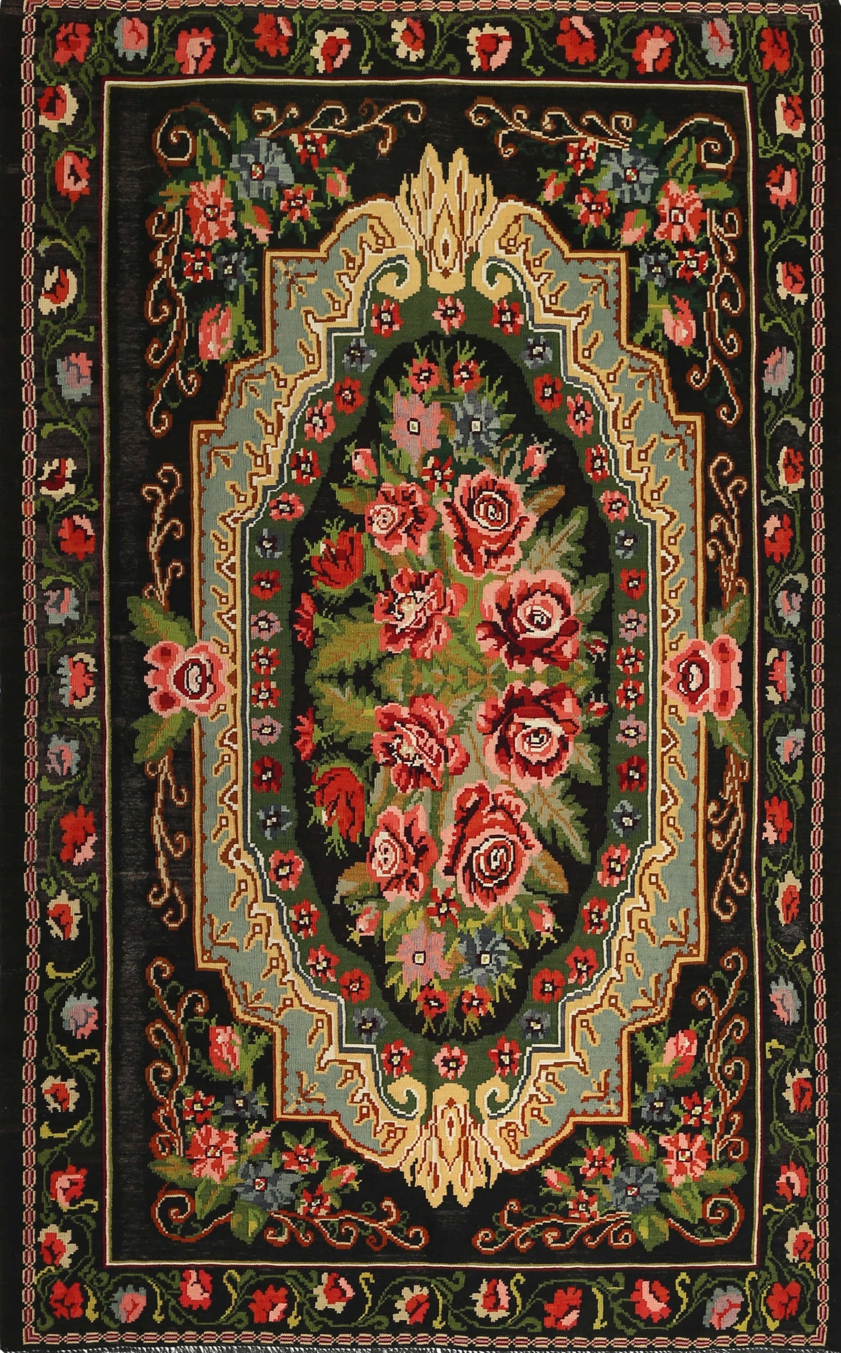 Bloomsbury Market Ludovika Traditional Black/Green/Red Area Rug | Wayfair