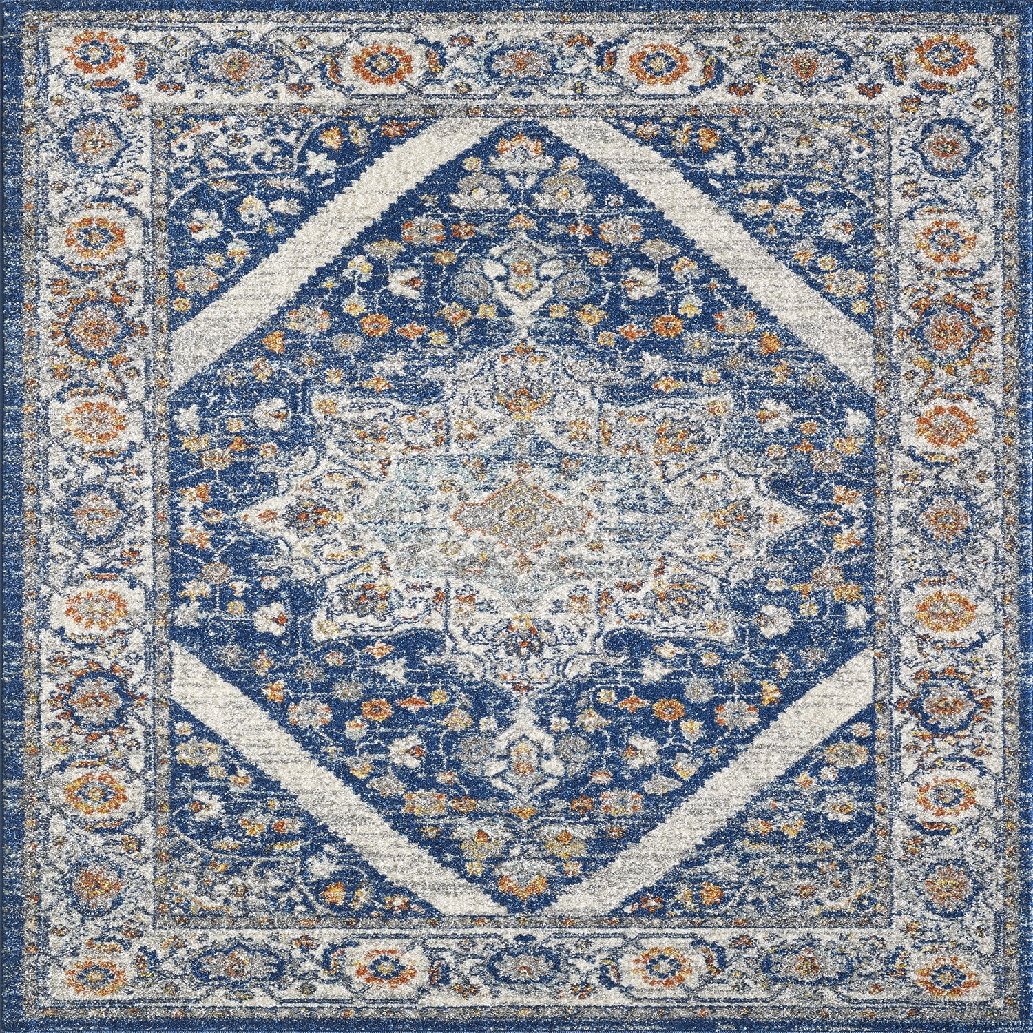 World Menagerie Fast forward Oriental Navy/Cream Area Rug | Wayfair