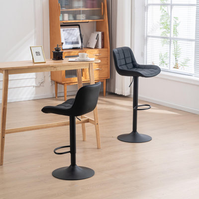 Hokku Designs Zager Swivel Adjustable Height Bar Stool Leather ...