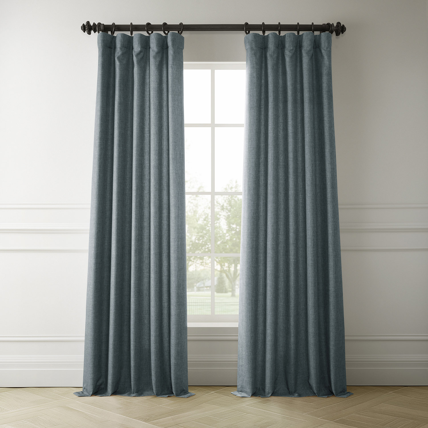 Latitude Run® Armita Italian Faux Linen Room Darkening Curtains for ...