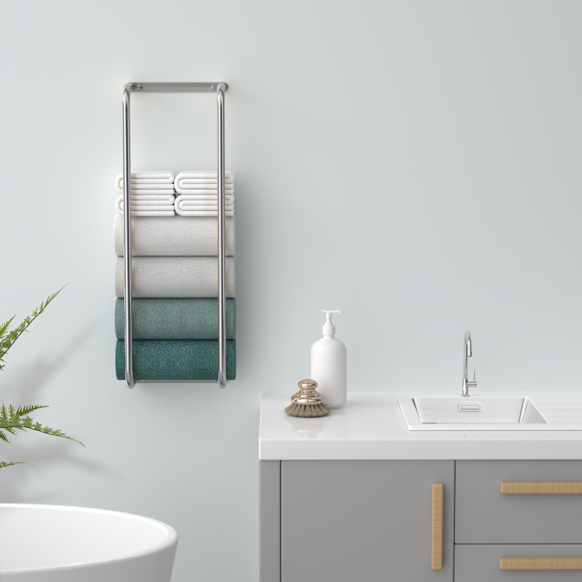 TUHOME FURNITURE LLC Bathroom Wall Mounted Towel Rack, Roll Towel Rack ...