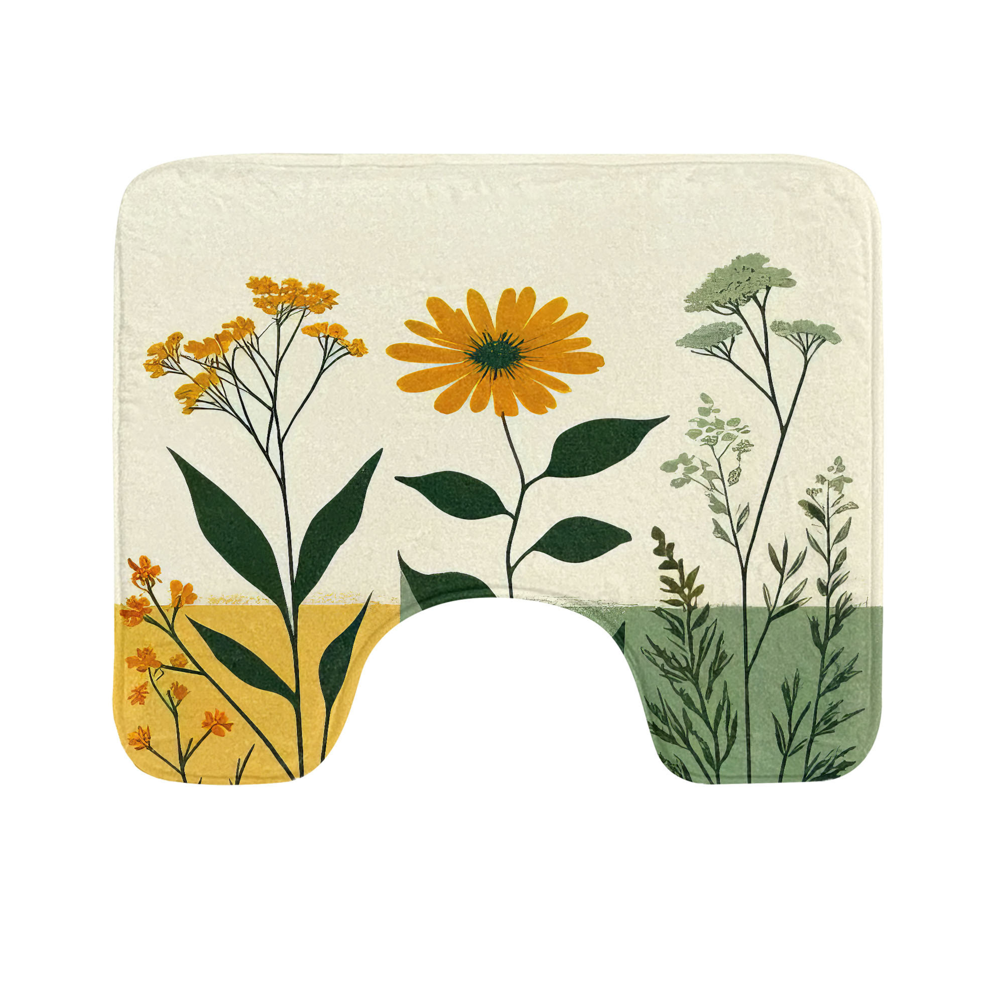 East Urban Home Botanical Toilet Mat U-Shape Bathroom Rug 20" Emerald ...