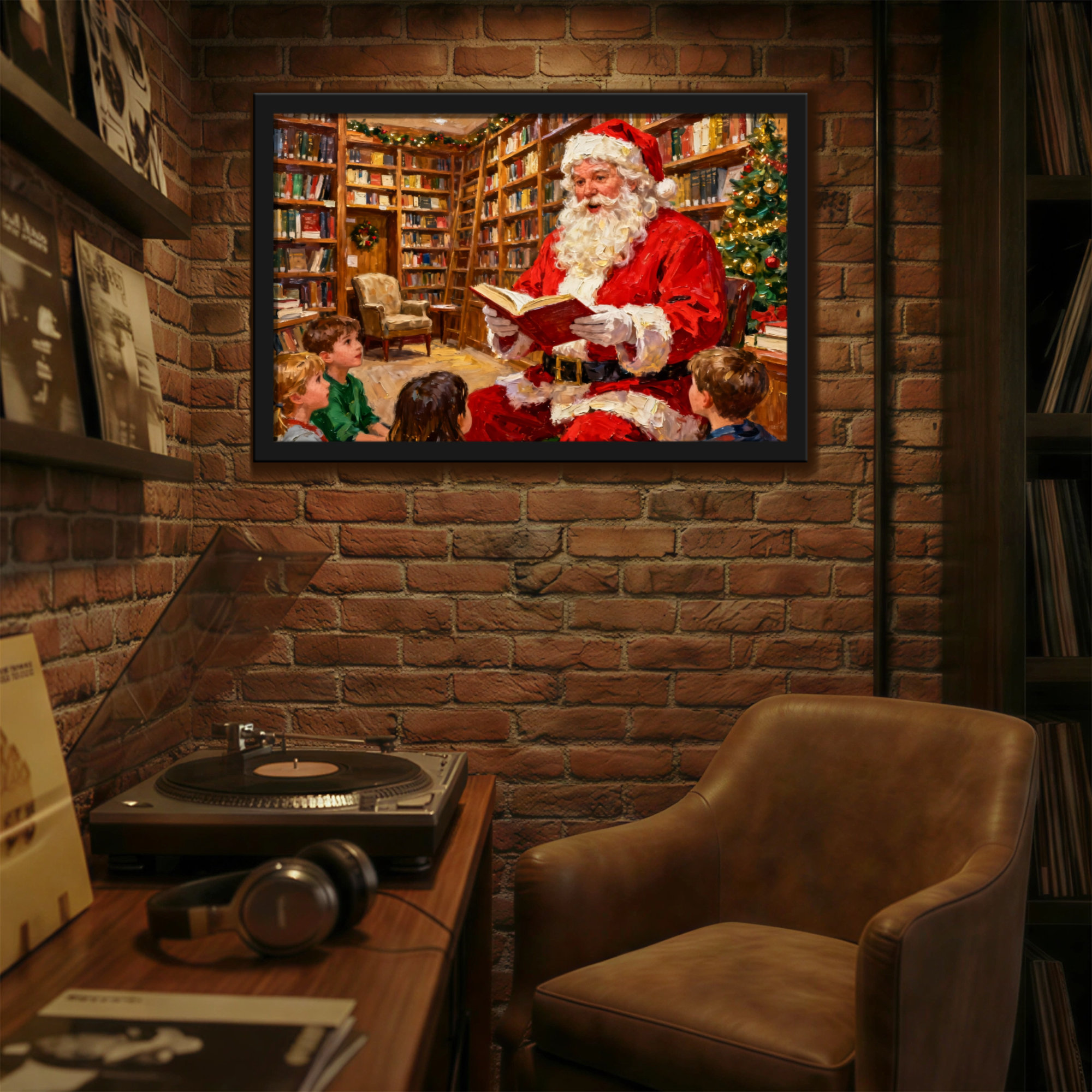 Astoria Grand Christmas Santa Reading Book To Children In Library | Wayfair