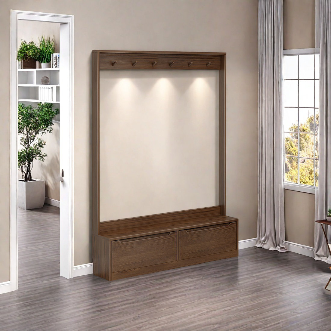 Elegant Home Furnishings.s Solid Oak Hall Tree with Hooks - Wayfair Canada