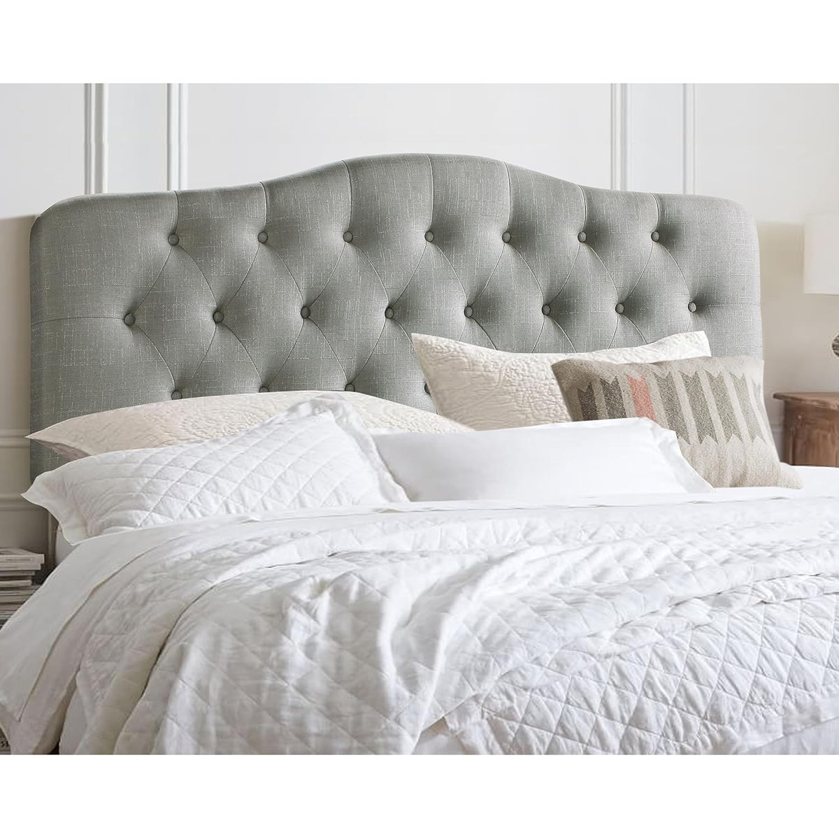 Lark Manor™ Linen Upholstered Headboard-Modern-Adjustable Height-Button ...