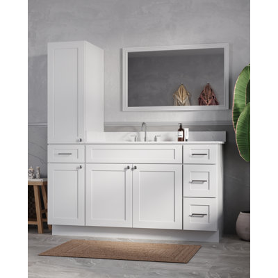 Disar 66'' Single Bathroom Vanity With Linen Tall Cabinet Shaker ...