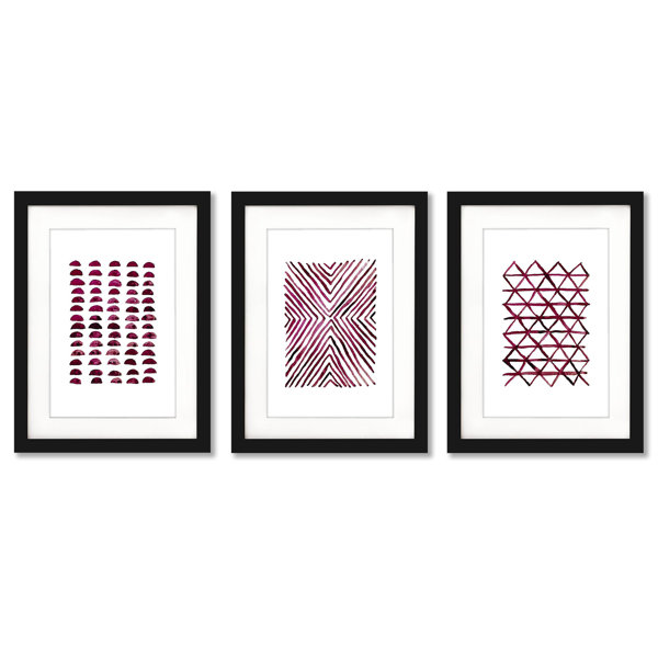 Brayden Studio® Painted Line Patterns Framed On Wood 3 Pieces by Teresa ...