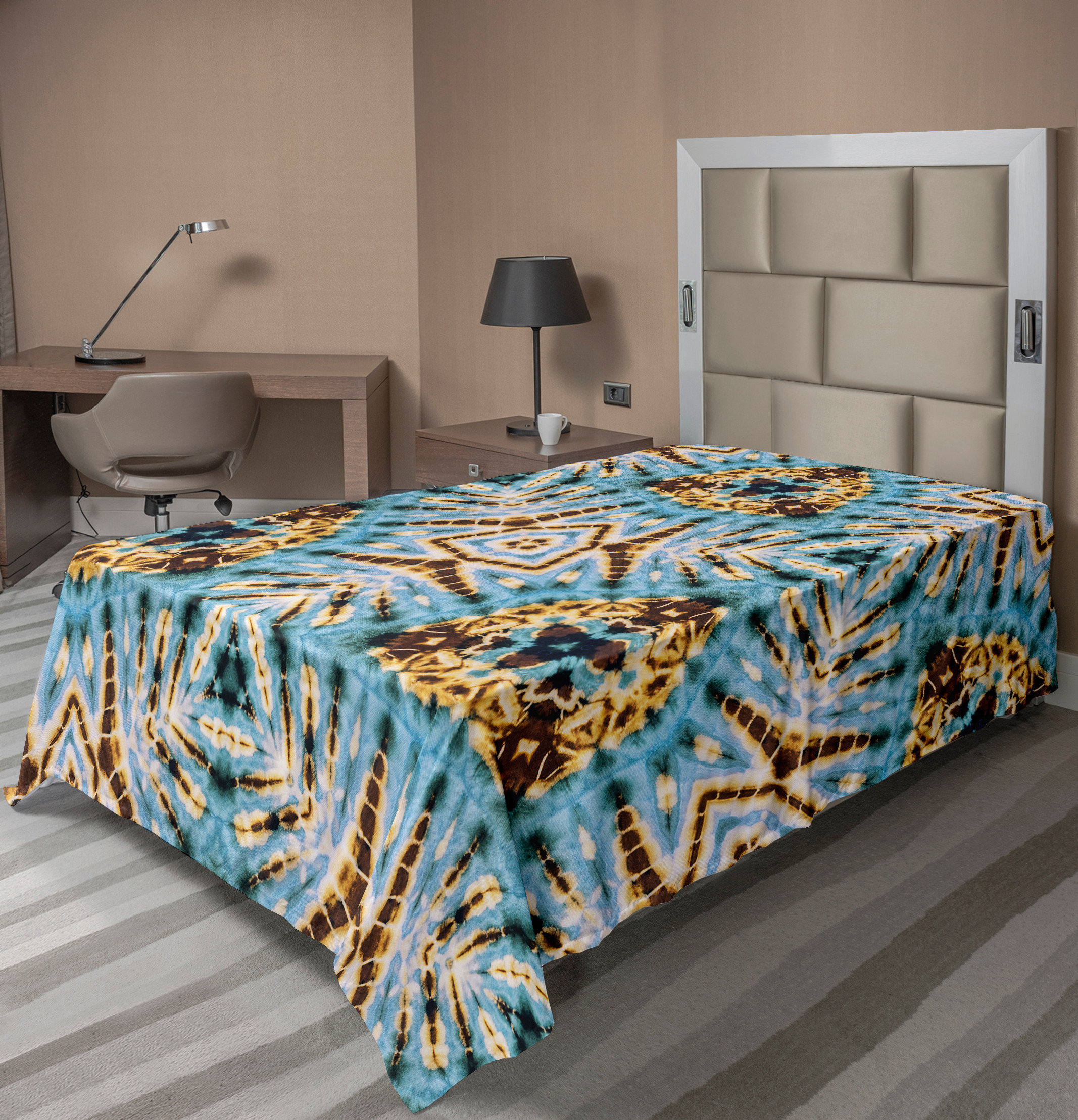 Ambesonne Tribal Top Flat Sheet Abstract Tribal Patterns Blue Yellow ...