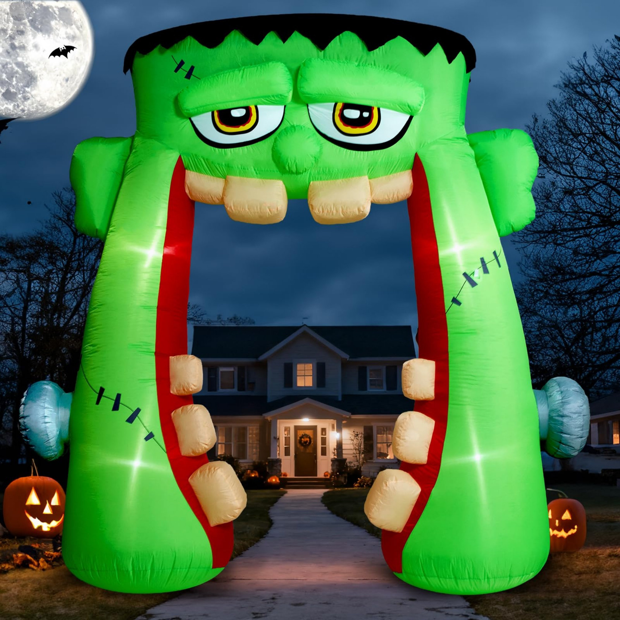 The Holiday Aisle® 10 FT Halloween Inflatables Frankenstein Archway ...
