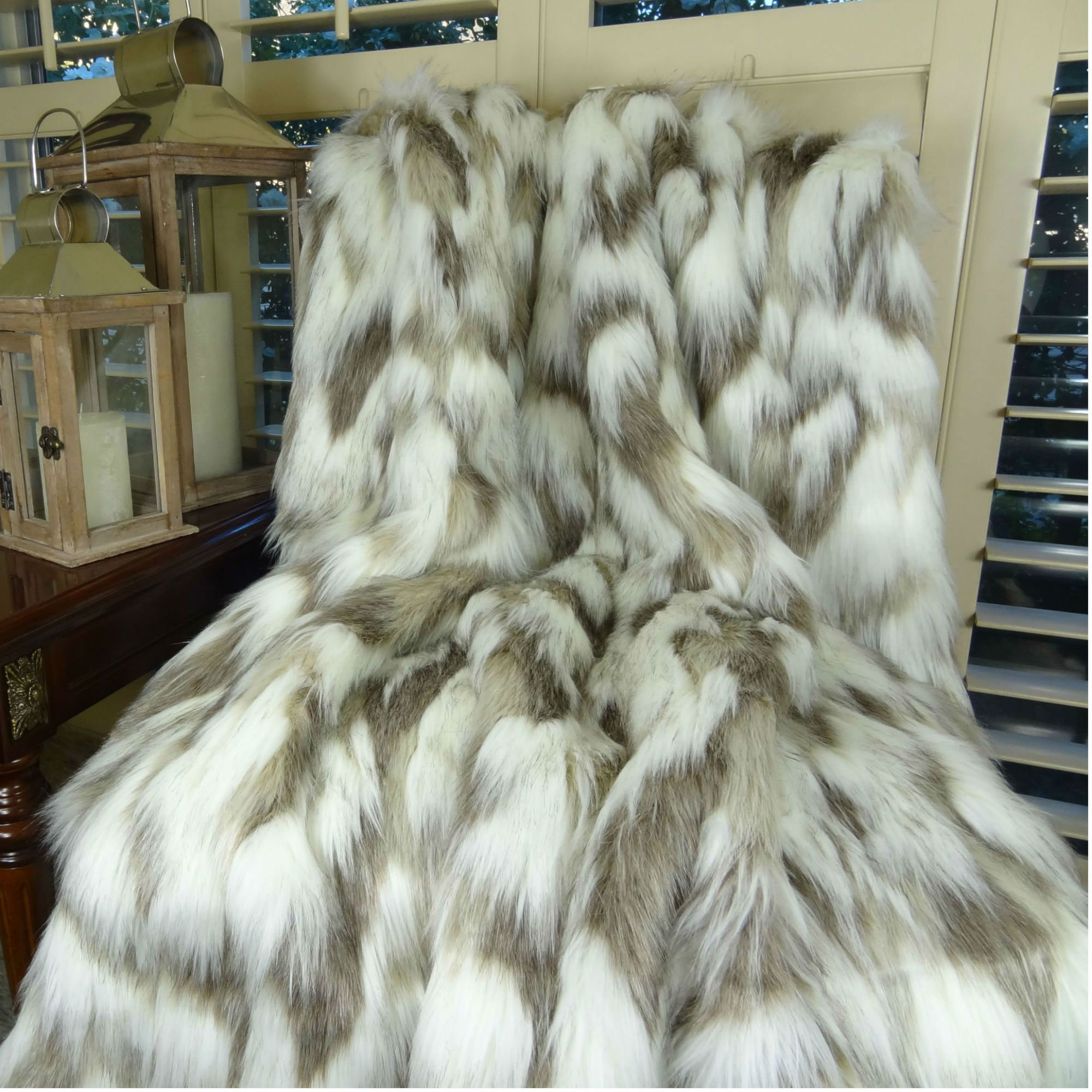 Thomas Collection® Luxury Ivory Beige Soft Faux Fur Throw in Assorted ...