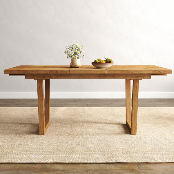 Gracie Oaks Extendable Solid Wood Dining Table With Sled Legs ...